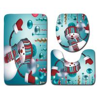 China Custom Christmas Snowman Bath Mat Set 45x75cm Anti Skid Polyester Non Slip Floor Mats for sale