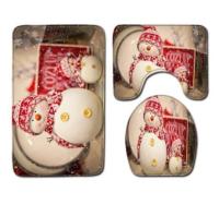 China Custom Christmas Snowman Bath Mat Set 45x75cm Anti Skid Polyester Non Slip Floor Mats for sale