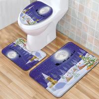 China Custom Christmas Snowman Bath Mat Set 45x75cm Anti Skid Polyester Non Slip Floor Mats for sale