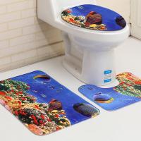 China 3D Dolphin Printed Three Piece Bathroom Mat Set 45x75cm 50x80cm Polyester for sale