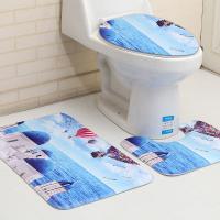China 3D Dolphin Printed Three Piece Bathroom Mat Set 45x75cm 50x80cm Polyester for sale