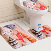 China 3D Dolphin Printed Three Piece Bathroom Mat Set 45x75cm 50x80cm Polyester for sale