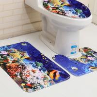 China 3D Dolphin Printed Three Piece Bathroom Mat Set 45x75cm 50x80cm Polyester for sale