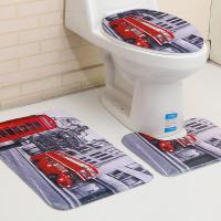 China 3D Dolphin Printed Three Piece Bathroom Mat Set 45x75cm 50x80cm Polyester for sale