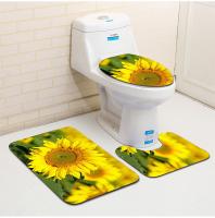 China 3D Dolphin Printed Three Piece Bathroom Mat Set 45x75cm 50x80cm Polyester for sale