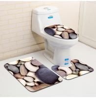 China 3D Dolphin Printed Three Piece Bathroom Mat Set 45x75cm 50x80cm Polyester for sale
