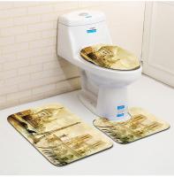 China 3D Dolphin Printed Three Piece Bathroom Mat Set 45x75cm 50x80cm Polyester for sale