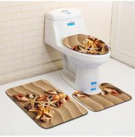 China 3D Dolphin Printed Three Piece Bathroom Mat Set 45x75cm 50x80cm Polyester for sale