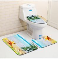 China 3D Dolphin Printed Three Piece Bathroom Mat Set 45x75cm 50x80cm Polyester for sale