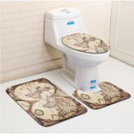 China 3D Dolphin Printed Three Piece Bathroom Mat Set 45x75cm 50x80cm Polyester for sale