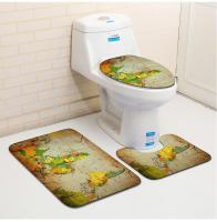 China 3D Dolphin Printed Three Piece Bathroom Mat Set 45x75cm 50x80cm Polyester for sale