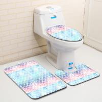 China Fish Scale Non Slip 3 Piece Bathroom Toilet Mat Set 45x75cm Polyester for sale
