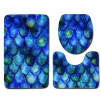 China Fish Scale Non Slip 3 Piece Bathroom Toilet Mat Set 45x75cm Polyester for sale