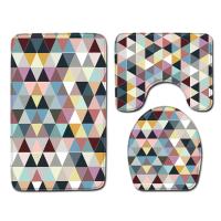 China Fish Scale Non Slip 3 Piece Bathroom Toilet Mat Set 45x75cm Polyester for sale