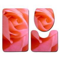 China Rose Pattern Toilet Mat Set 100% Polyester Fiber 45x75cm Toilet Lid Cover Set for sale