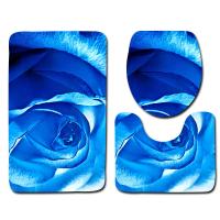 China Rose Pattern Toilet Mat Set 100% Polyester Fiber 45x75cm Toilet Lid Cover Set for sale