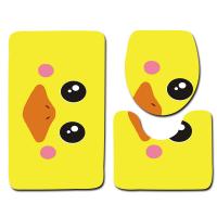 China Washable Polyester Animal Bathroom Mat 3 Piece Set U Shaped Toilet Rug 45x75cm for sale