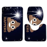 China Washable Polyester Animal Bathroom Mat 3 Piece Set U Shaped Toilet Rug 45x75cm for sale