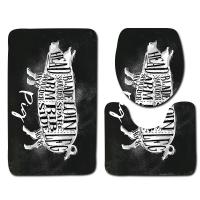 China Washable Polyester Animal Bathroom Mat 3 Piece Set U Shaped Toilet Rug 45x75cm for sale