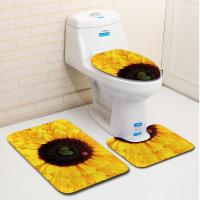 China Washable Polyester Animal Bathroom Mat 3 Piece Set U Shaped Toilet Rug 45x75cm for sale