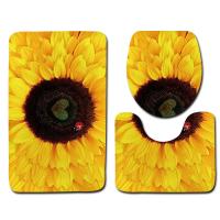China Washable Polyester Animal Bathroom Mat 3 Piece Set U Shaped Toilet Rug 45x75cm for sale
