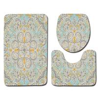 China Washable Polyester Animal Bathroom Mat 3 Piece Set U Shaped Toilet Rug 45x75cm for sale