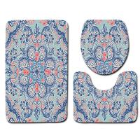 China Washable Polyester Animal Bathroom Mat 3 Piece Set U Shaped Toilet Rug 45x75cm for sale