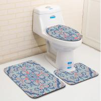 China Washable Polyester Animal Bathroom Mat 3 Piece Set U Shaped Toilet Rug 45x75cm for sale