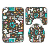 China Washable Polyester Animal Bathroom Mat 3 Piece Set U Shaped Toilet Rug 45x75cm for sale