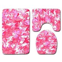 China Washable Polyester Animal Bathroom Mat 3 Piece Set U Shaped Toilet Rug 45x75cm for sale