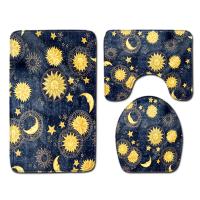 China Washable Polyester Animal Bathroom Mat 3 Piece Set U Shaped Toilet Rug 45x75cm for sale