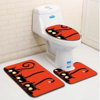 China Washable Polyester Animal Bathroom Mat 3 Piece Set U Shaped Toilet Rug 45x75cm for sale