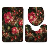 China Romantic Valentine's Day Toilet Mat Set 3 Piece Non Slip Bath Rug 50x80cm Polyester for sale
