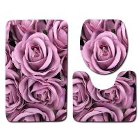 China Romantic Valentine's Day Toilet Mat Set 3 Piece Non Slip Bath Rug 50x80cm Polyester for sale