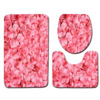 China Romantic Valentine's Day Toilet Mat Set 3 Piece Non Slip Bath Rug 50x80cm Polyester for sale