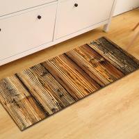 China Wood Grain Absorbent Door Mat 40x120cm 60x180cm Polyester Floor Carpet for sale