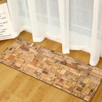 China Wood Grain Absorbent Door Mat 40x120cm 60x180cm Polyester Floor Carpet for sale