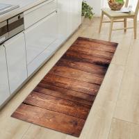China Wood Grain Absorbent Door Mat 40x120cm 60x180cm Polyester Floor Carpet for sale