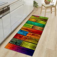 China Wood Grain Absorbent Door Mat 40x120cm 60x180cm Polyester Floor Carpet for sale
