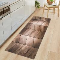 China Wood Grain Absorbent Door Mat 40x120cm 60x180cm Polyester Floor Carpet for sale