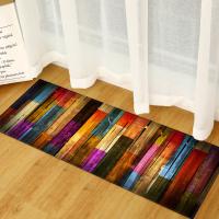 China Wood Grain Absorbent Door Mat 40x120cm 60x180cm Polyester Floor Carpet for sale