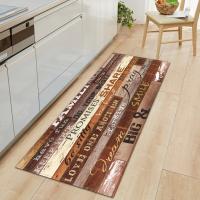 China Wood Grain Absorbent Door Mat 40x120cm 60x180cm Polyester Floor Carpet for sale