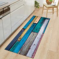 China Wood Grain Absorbent Door Mat 40x120cm 60x180cm Polyester Floor Carpet for sale