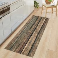 China Wood Grain Absorbent Door Mat 40x120cm 60x180cm Polyester Floor Carpet for sale