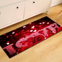 China Valentine's Day Kitchen Floor Mat Anti Fatigue Anti Slip Polyester Carpet 40x120cm for sale