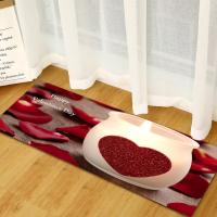 China Valentine's Day Kitchen Floor Mat Anti Fatigue Anti Slip Polyester Carpet 40x120cm for sale