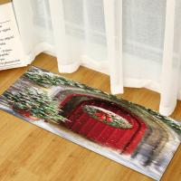 China Christmas Tree Non Slip Bathroom Mat 60x180cm Polyester Water Absorbent Floor Carpet for sale