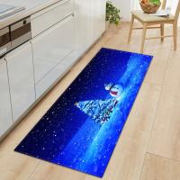 China Santa Christmas Kitchen Runner Rug 40x60cm Washable Polyester Non-Slip Floor Mat for sale
