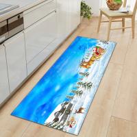 China Santa Christmas Kitchen Runner Rug 40x60cm Washable Polyester Non-Slip Floor Mat for sale