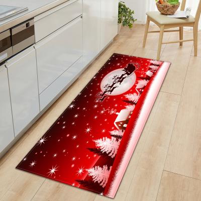 China Waterproof Polyester Santa Claus Kitchen Floor Mat 60x90cm Long Strip Carpet for Sofa Area for sale